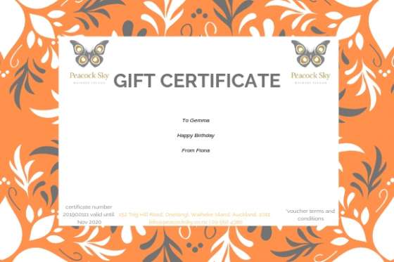Template Lunch Gift Certificate - Peacock Sky Vineyard